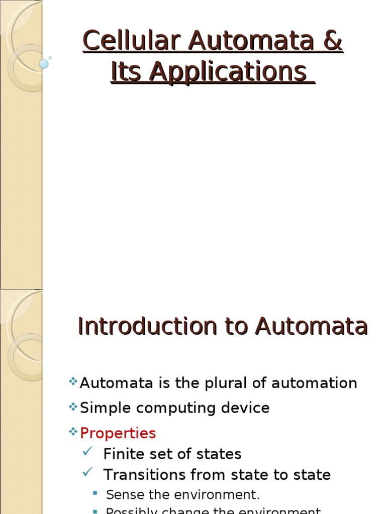 Cellular Automata & Its Applications | PDF | Cybernetics | Applied Mathematics