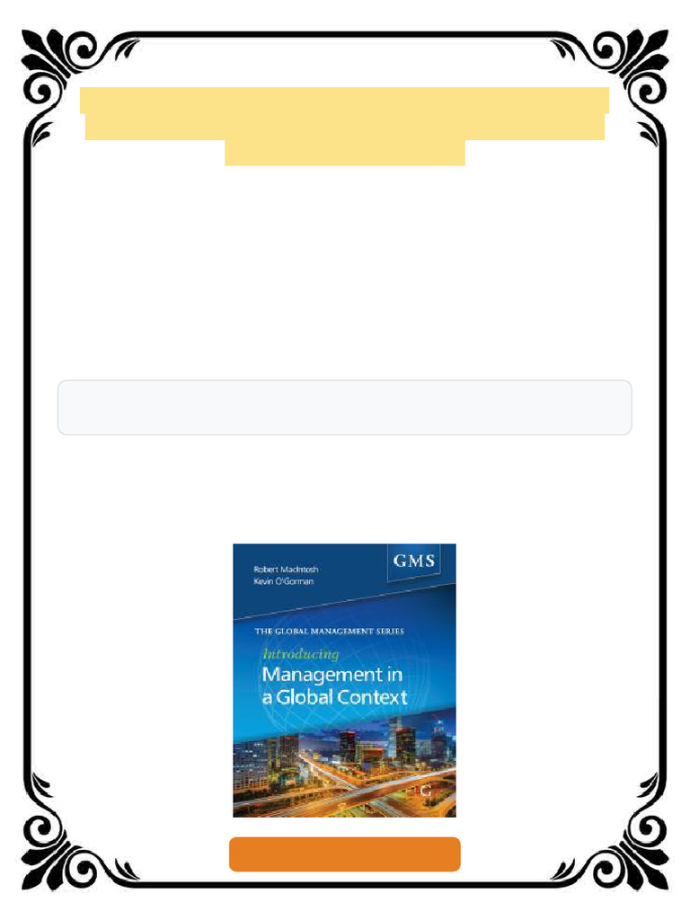 Introducing Management in A Global Context 1st Edition Robert Macintosh ...