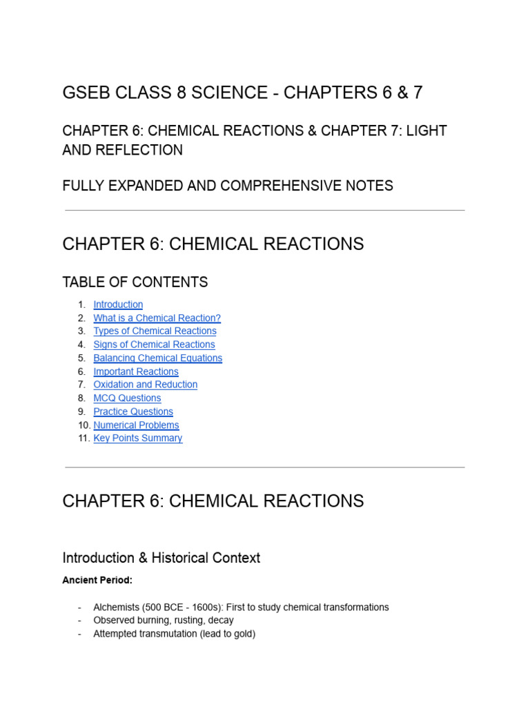 Chapters6 7 Chemical Reactions Light - MD | PDF | Redox | Combustion