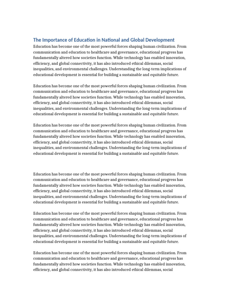 Document 2 Education and Development | PDF | Governance | Sustainability