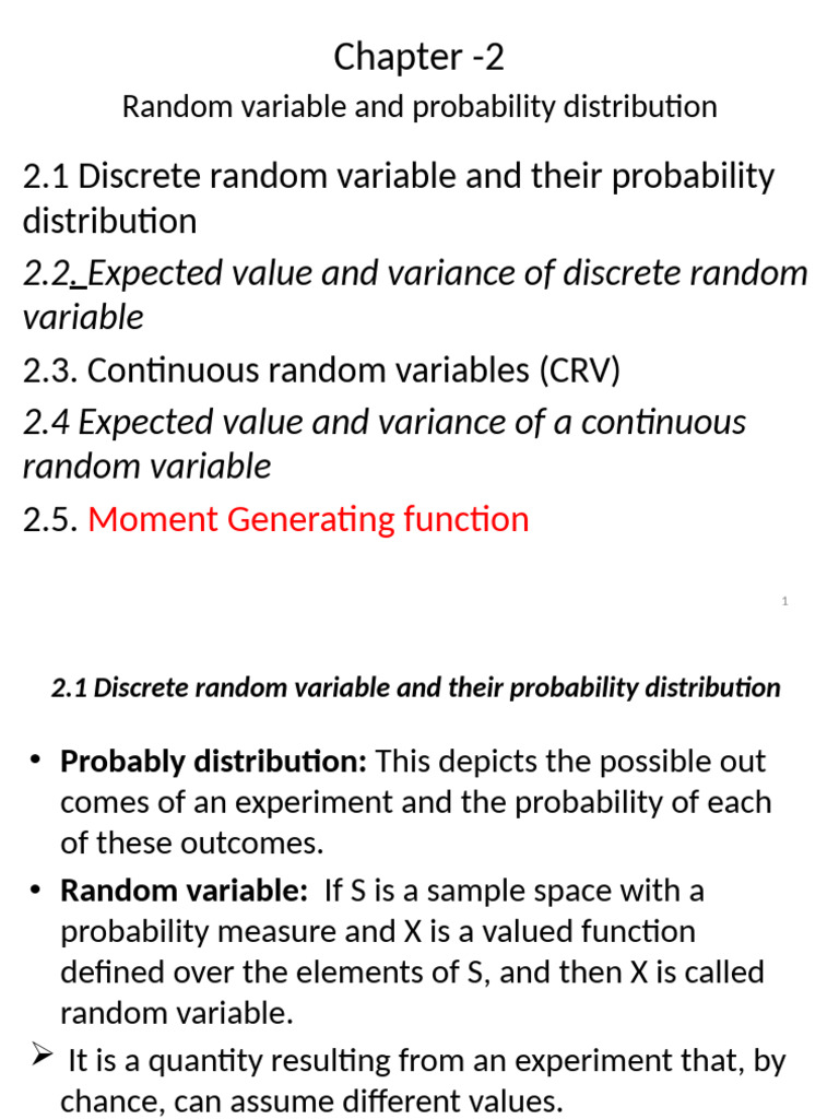 CH 2 | PDF | Probability Distribution | Random Variable