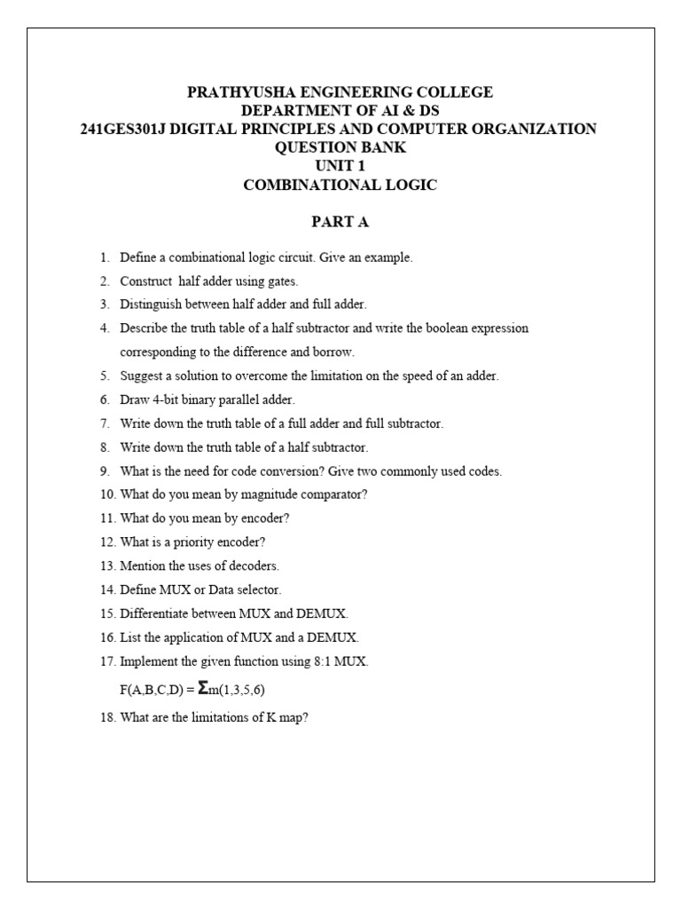 Combinational Logic and Circuit Design Guide | PDF | Digital ...