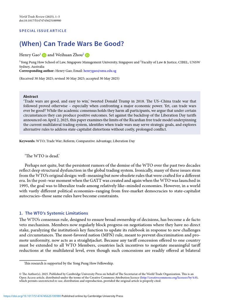 Trade Wars: Potential Benefits Explored | PDF | World Trade ...