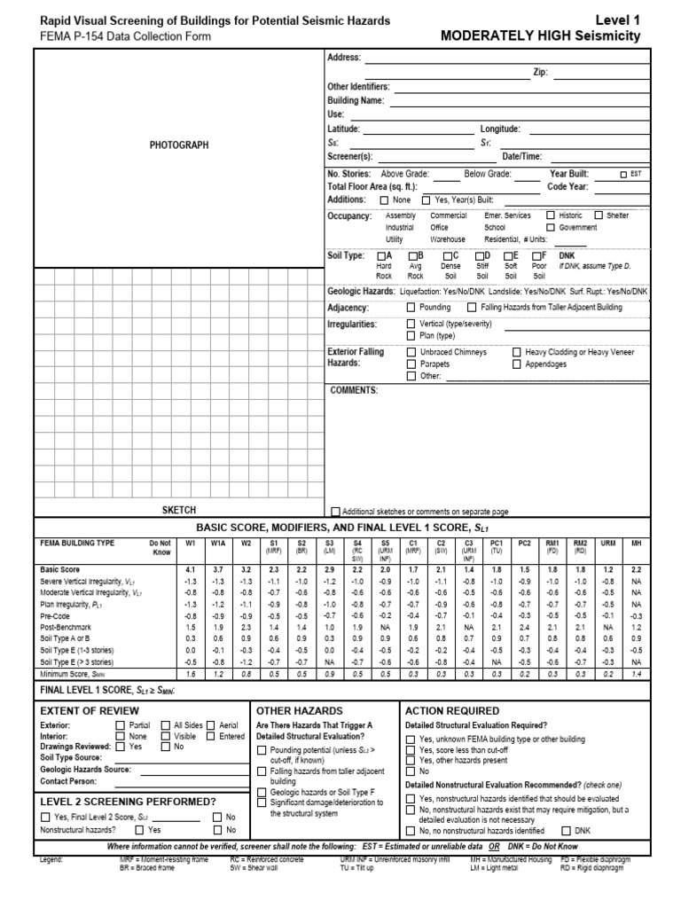 Seismic Hazard Screening Form | PDF | Column | Building Engineering