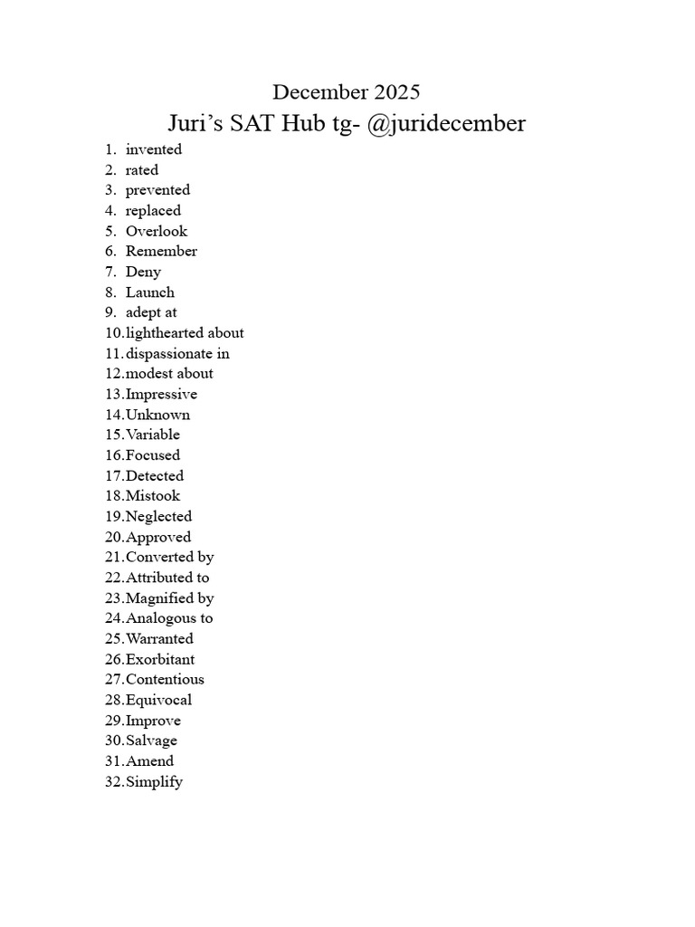 Essential SAT Vocabulary List | PDF