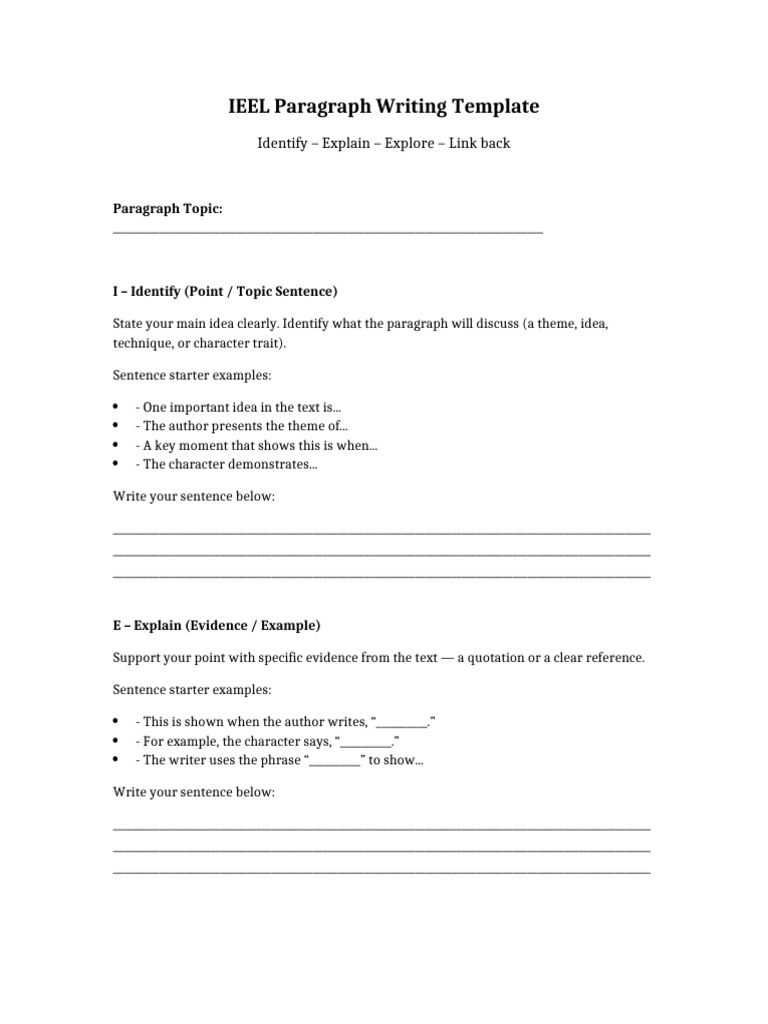 IEEL Paragraph Writing Template | PDF | Paragraph | Essays