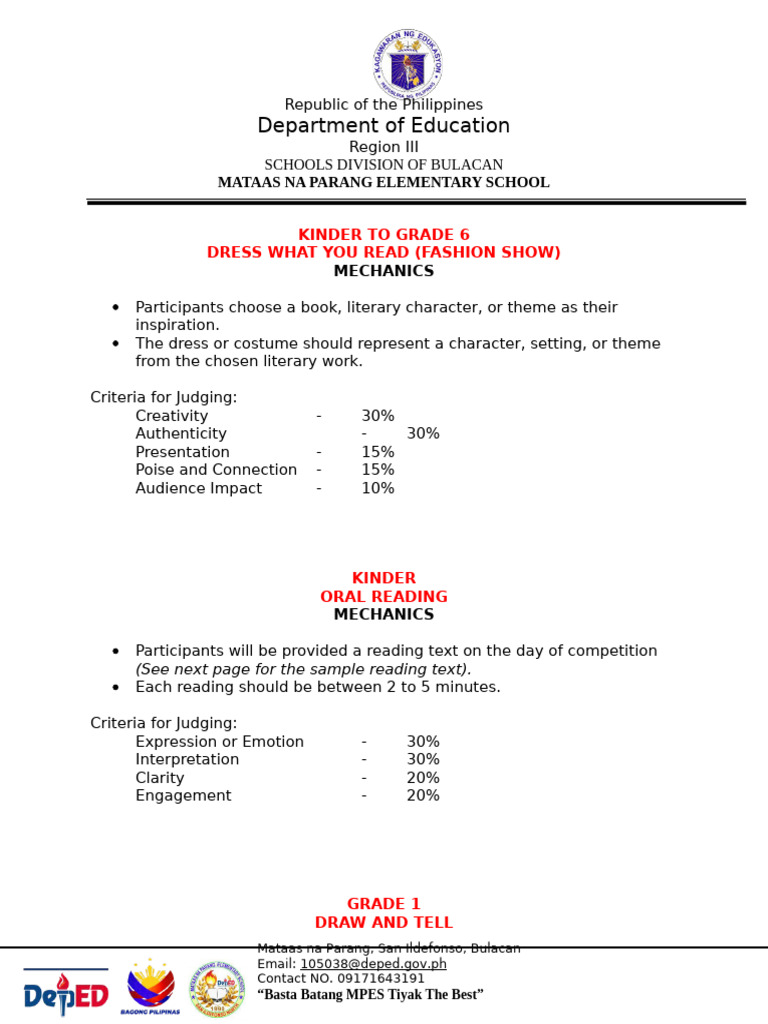 MPES Annual Literary Competitions Guide | PDF | Communication | Human ...