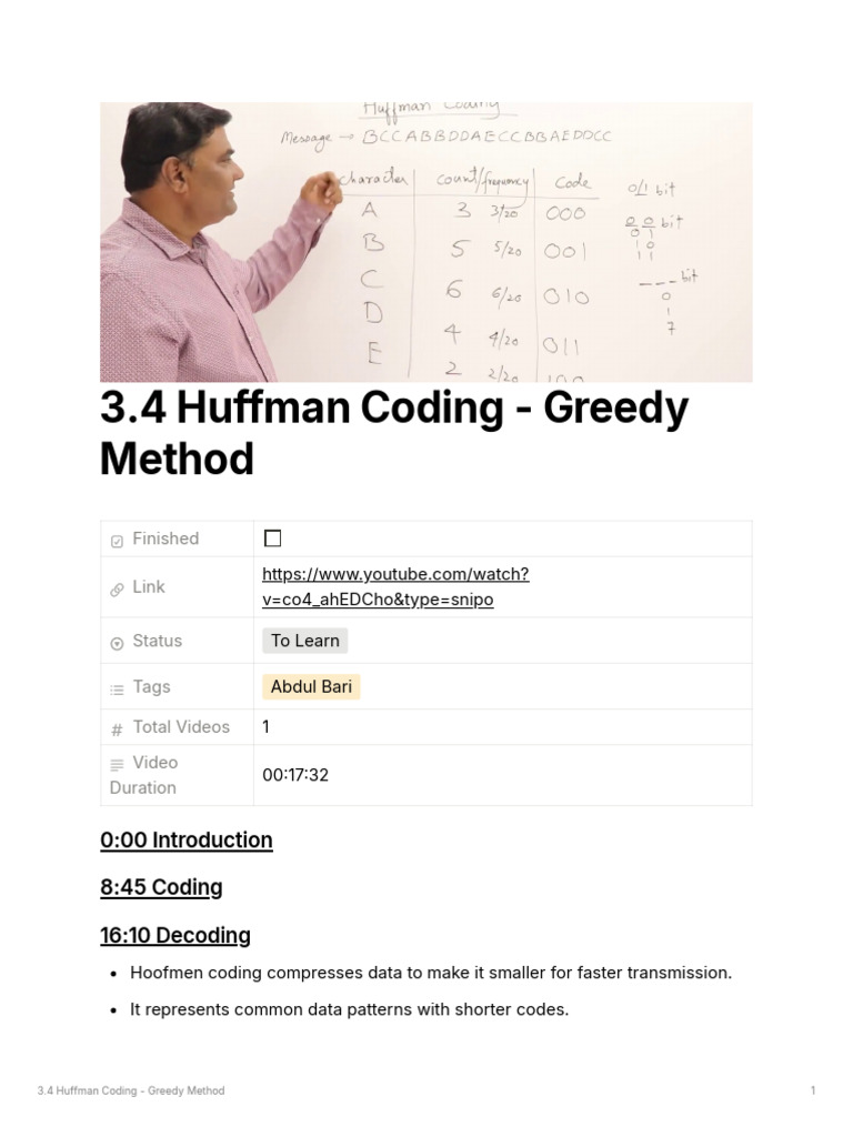 3 4 Huffman Coding - Greedy Method | PDF | Code | Applied Mathematics