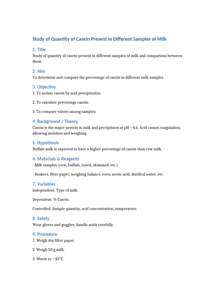 Casein Project | PDF