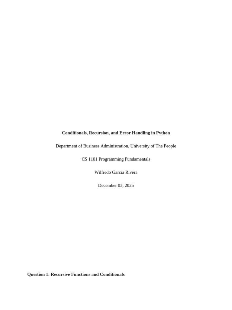 Conditionals, Recursion, and Error Handling in Python | PDF | Python (Programming Language ...