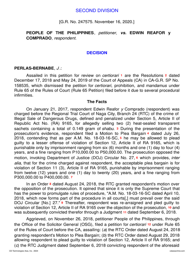 People v. Reafor y Comprado | PDF | Plea | Plea Bargain
