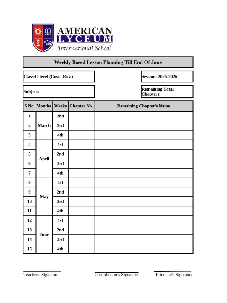 Lesson Planning 2025-2026 | PDF