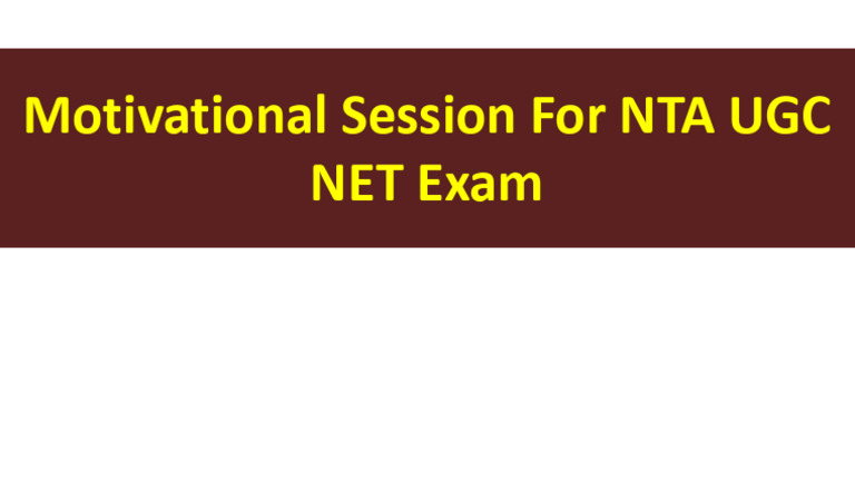 Motivational Session For NTA UGC NET Exam | PDF