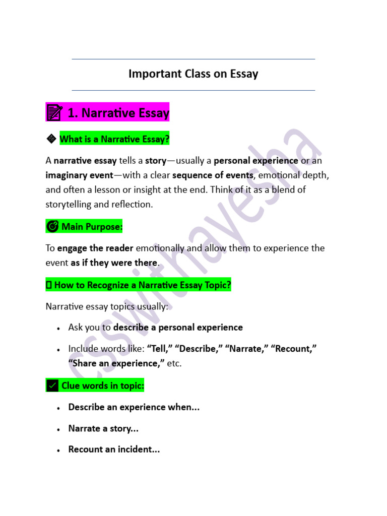 Types of Essay | PDF | Essays | Narrative