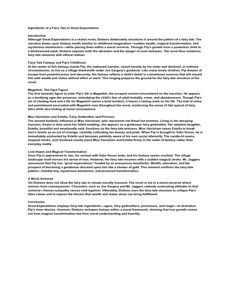 Great Expectation Fairy Tale | PDF | Great Expectations | Estella ...