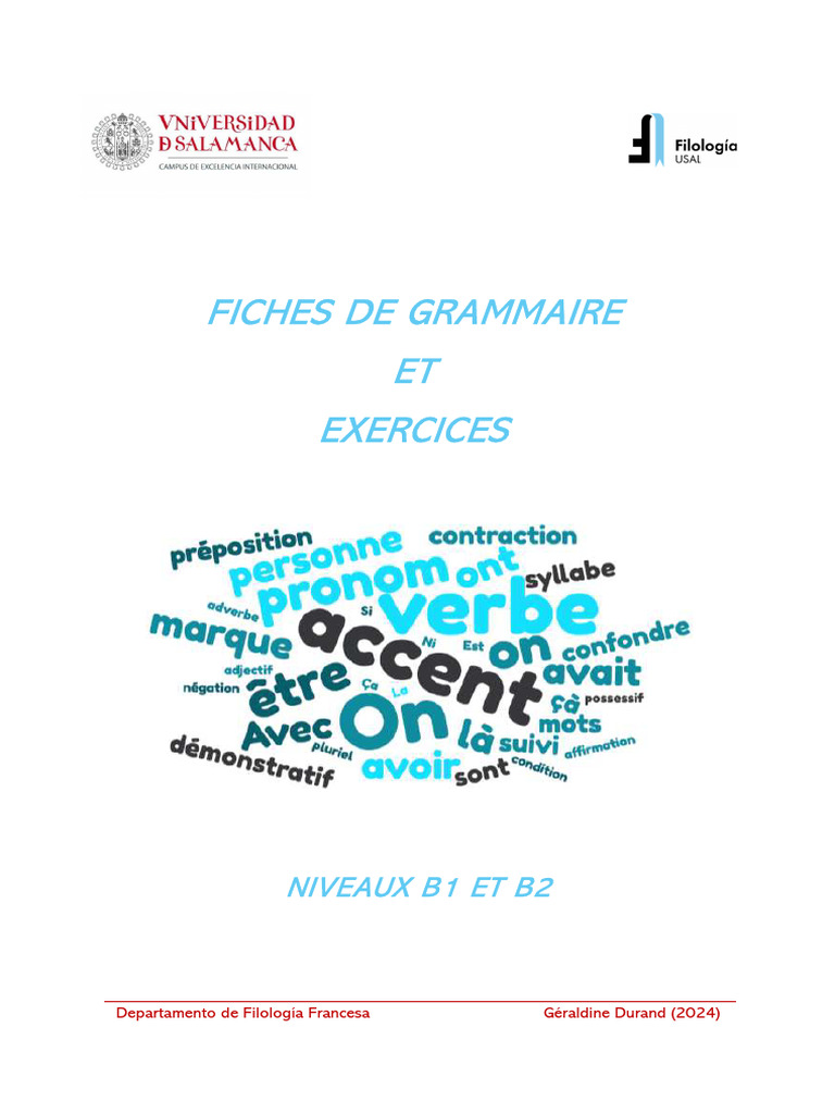 Fiches de grammaire B1-B2 en français | PDF | Complément d'objet | Pronom