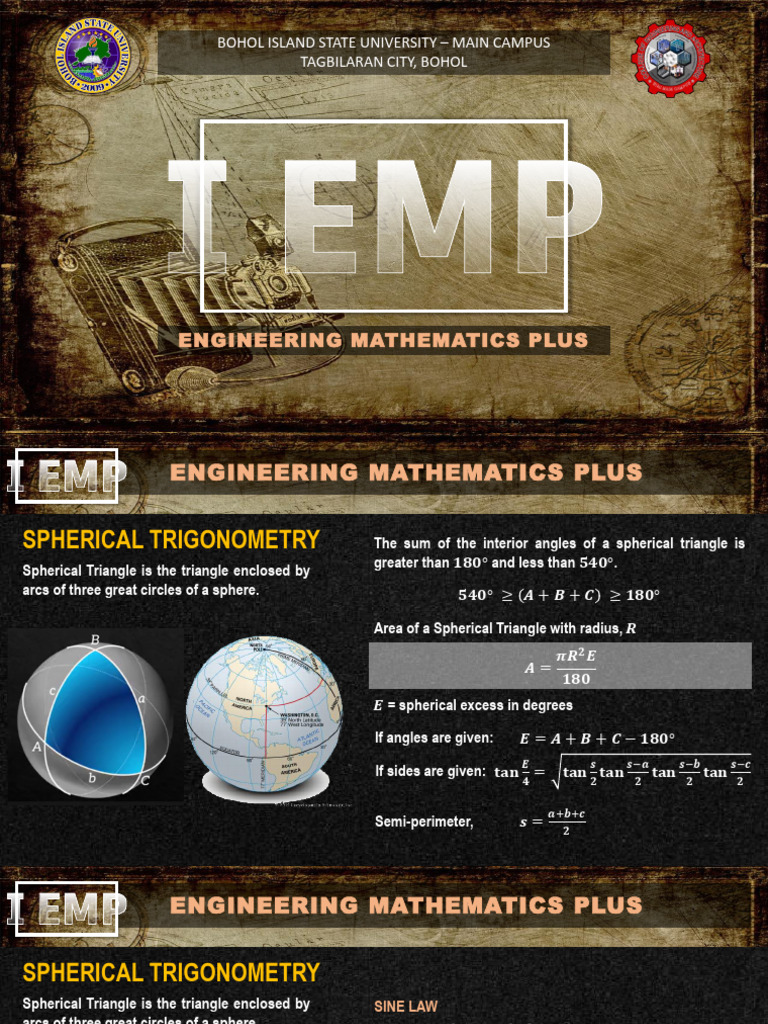 I EMP Trigonometry 4 Spherical FINAL 1 | PDF | Sphere | Triangle Geometry