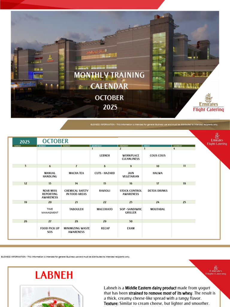 Monthly Training Calendar October | PDF | Middle Eastern Cuisine | Foods