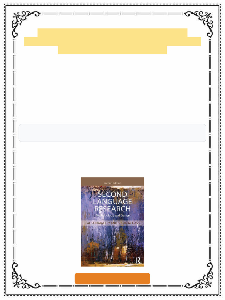 Second Language Research Methodology and Design 2nd Edition Alison ...