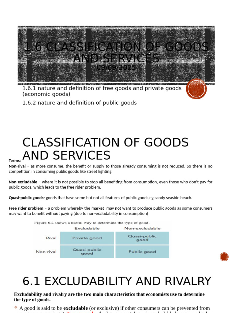 Classification of Economic Goods & Services | PDF | Goods | Public Good