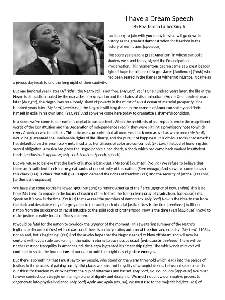 Martin Luther King Jr.'s Dream Speech | PDF