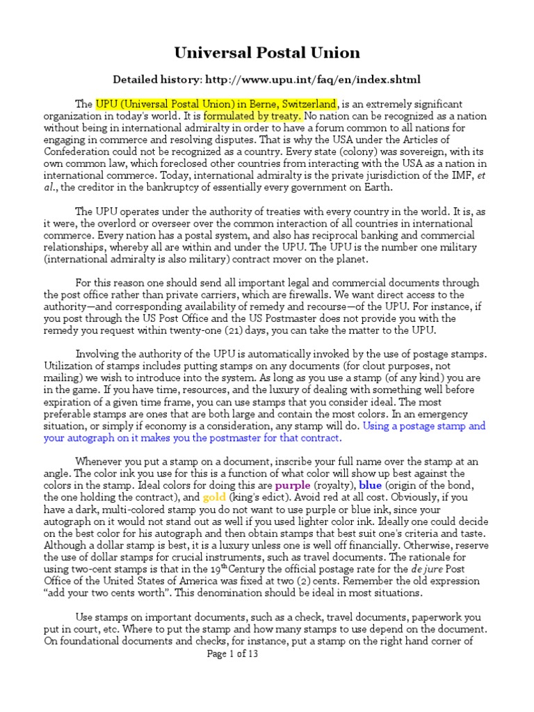 Universal Postal Union | PDF | Postal System | Philately