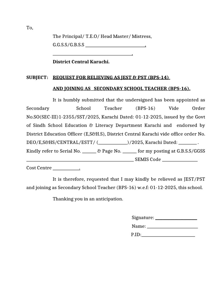 Relieving and Joining as Sst 01-12-2025 | PDF