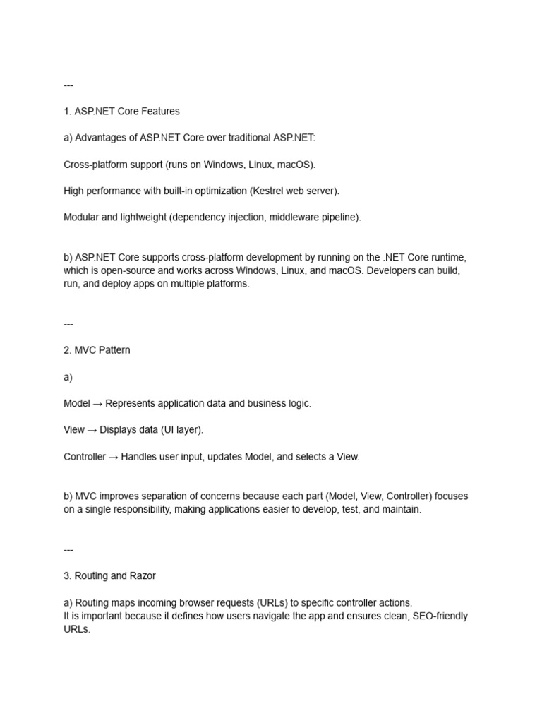 ASP.net Core | PDF | Model–View–Controller | Cross Platform Software