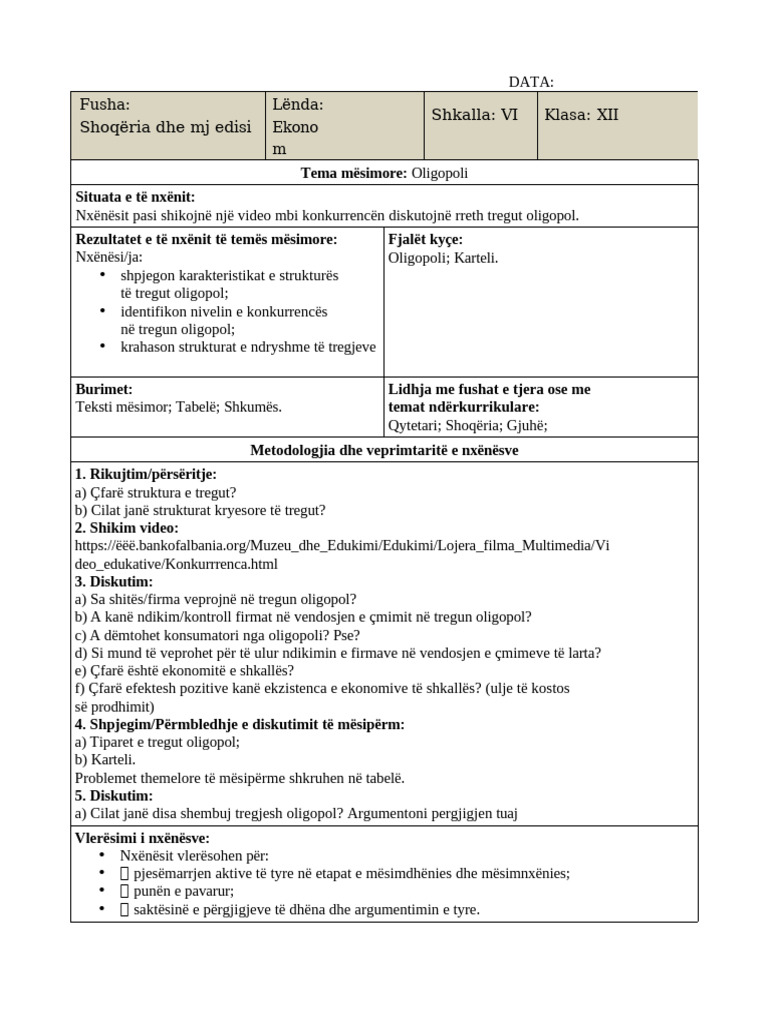 Fusha: Shoqëria Dhe MJ Edisi Lënda: Ekono M Shkalla: VI Klasa: XII | PDF