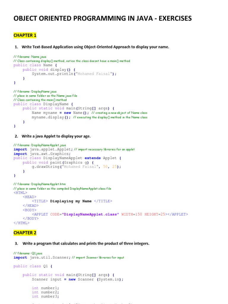Oop Java Codes Summary | Method (Computer Programming) | Java ...