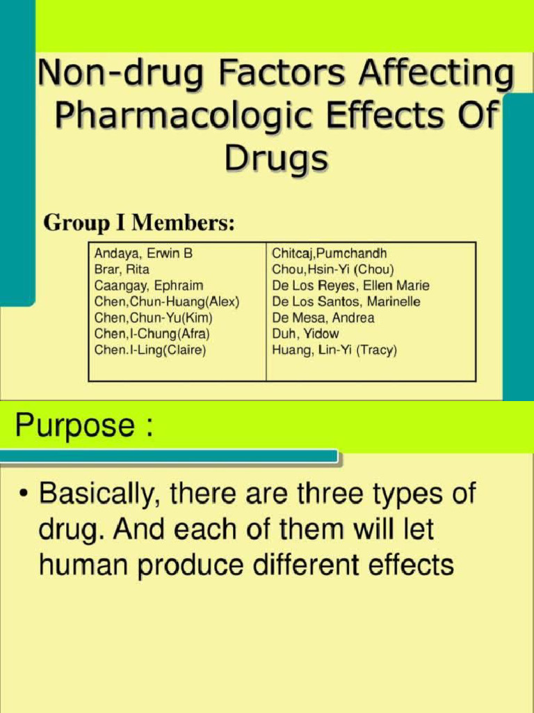 Non-Drug Factors Affecting Pharmacologic Effects of Drugs | PDF