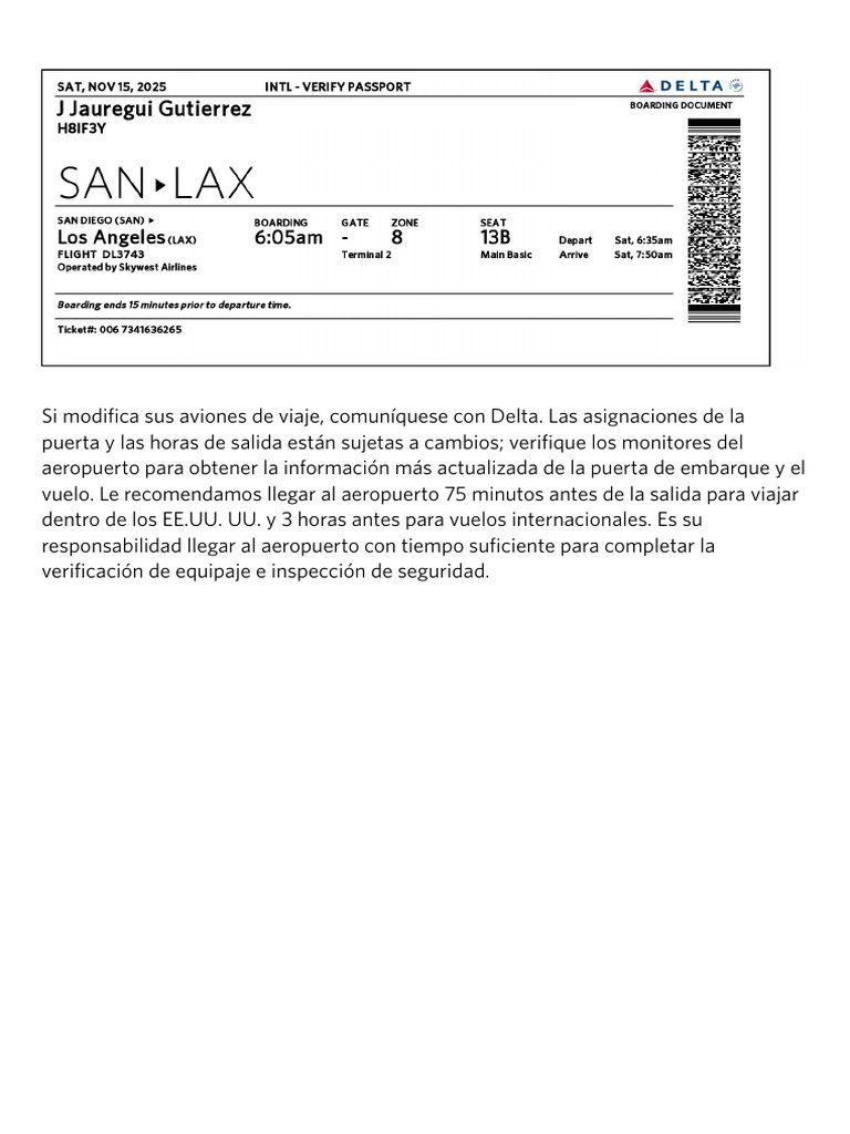 Facturación - Delta Air Lines | PDF