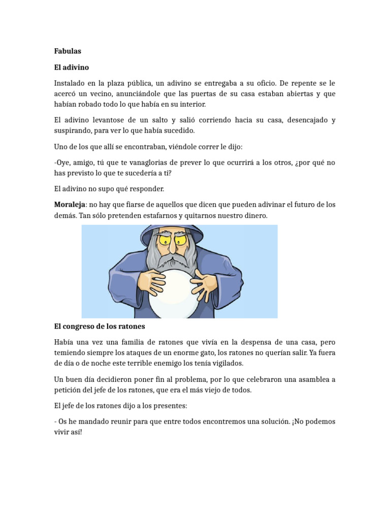 Fábulas con Moralejas para Reflexionar | PDF