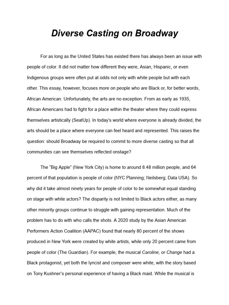 Diverse Casting On Broadway | PDF | Person Of Color | Broadway Theatre