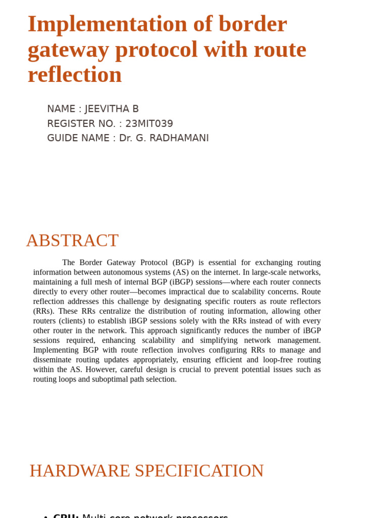Implementation of Border Gateway Protocol With Route Reflection | PDF ...