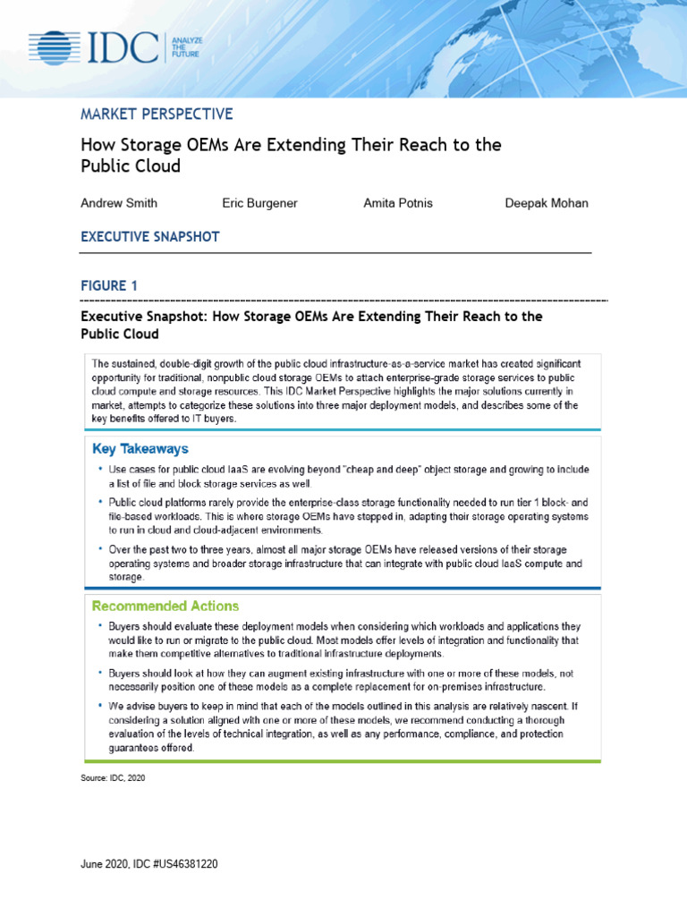 Storage OEMs and Public Cloud Integration | PDF | Cloud Computing ...