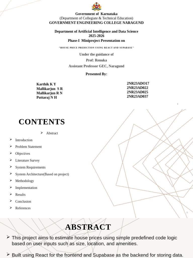 House Price Prediction Using React and Supabase | PDF | User Interface ...