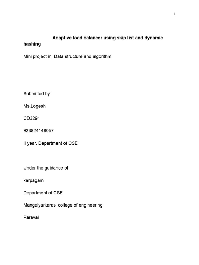 T.venkatesh Mini Project DSA | PDF | Load Balancing (Computing ...