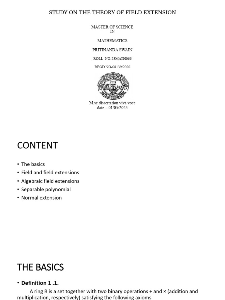 Study On The Theory of Field Extension | PDF | Field (Mathematics ...