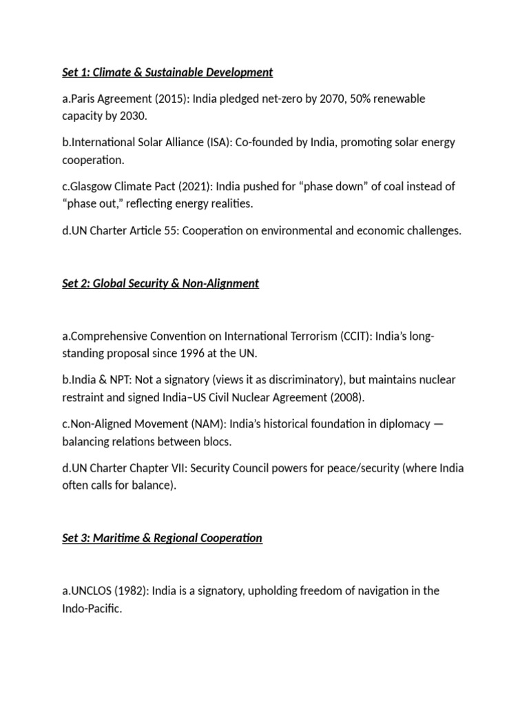 Different Sets of The Topic For (India) | PDF | United Nations ...