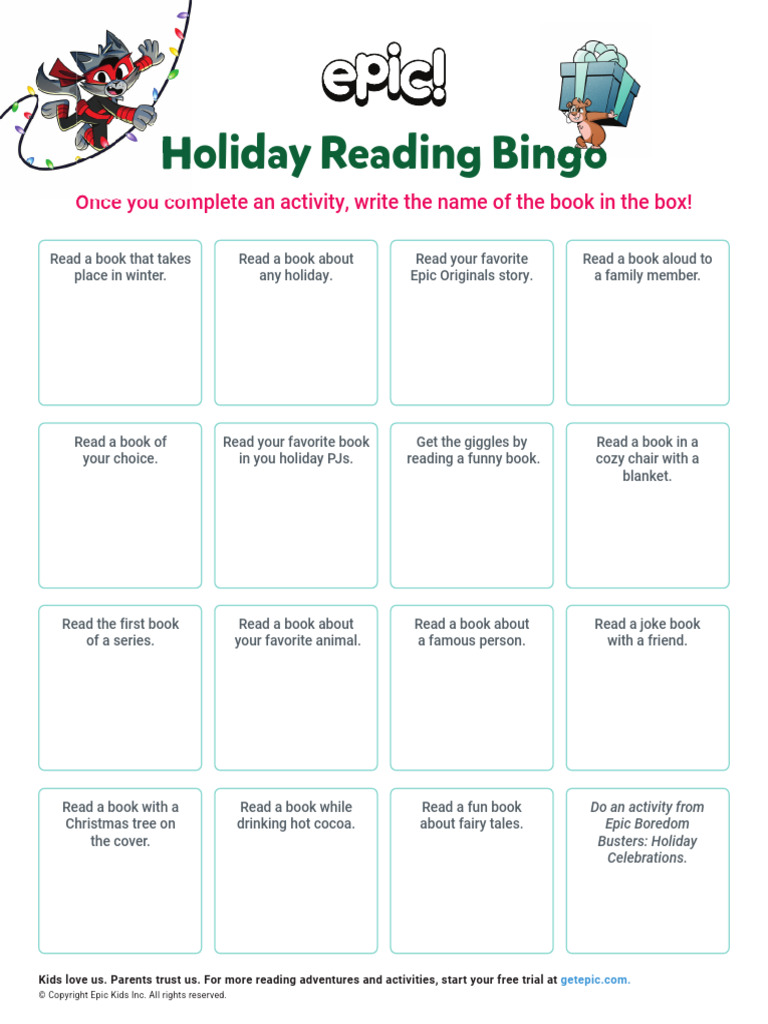 Epic HolidayReadingBingo | PDF