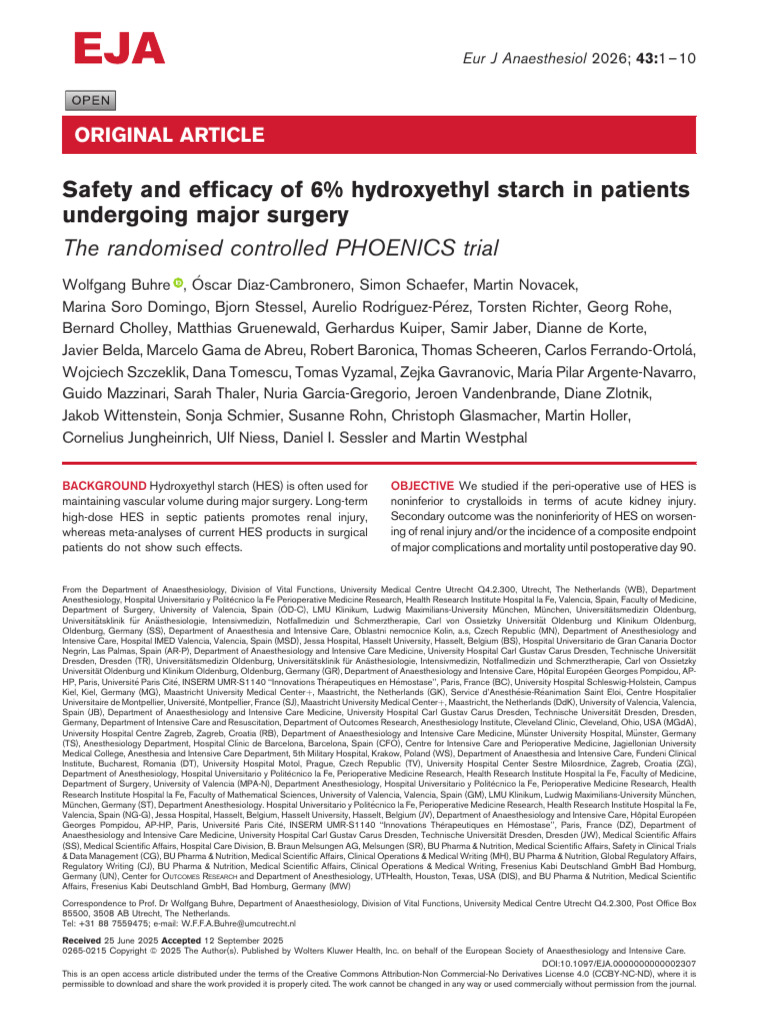 Hydroxyethyl Starch in Major Surgery Safety | PDF | Medical Specialties ...