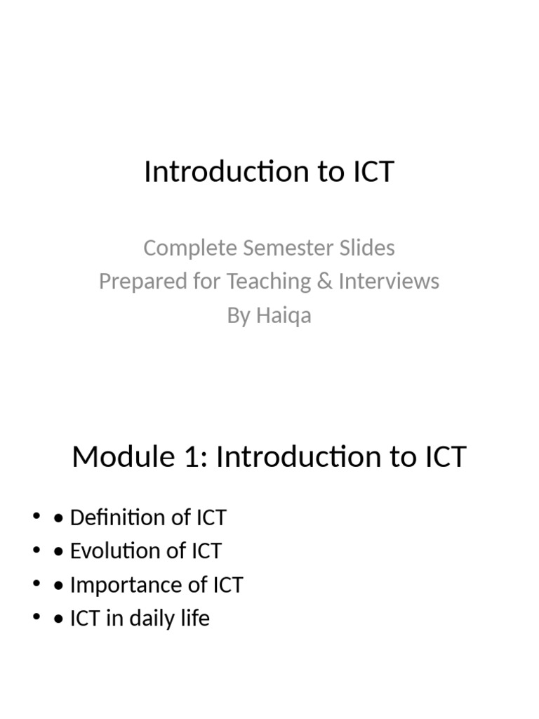 ICT Complete Semester Slides Haiqa | PDF
