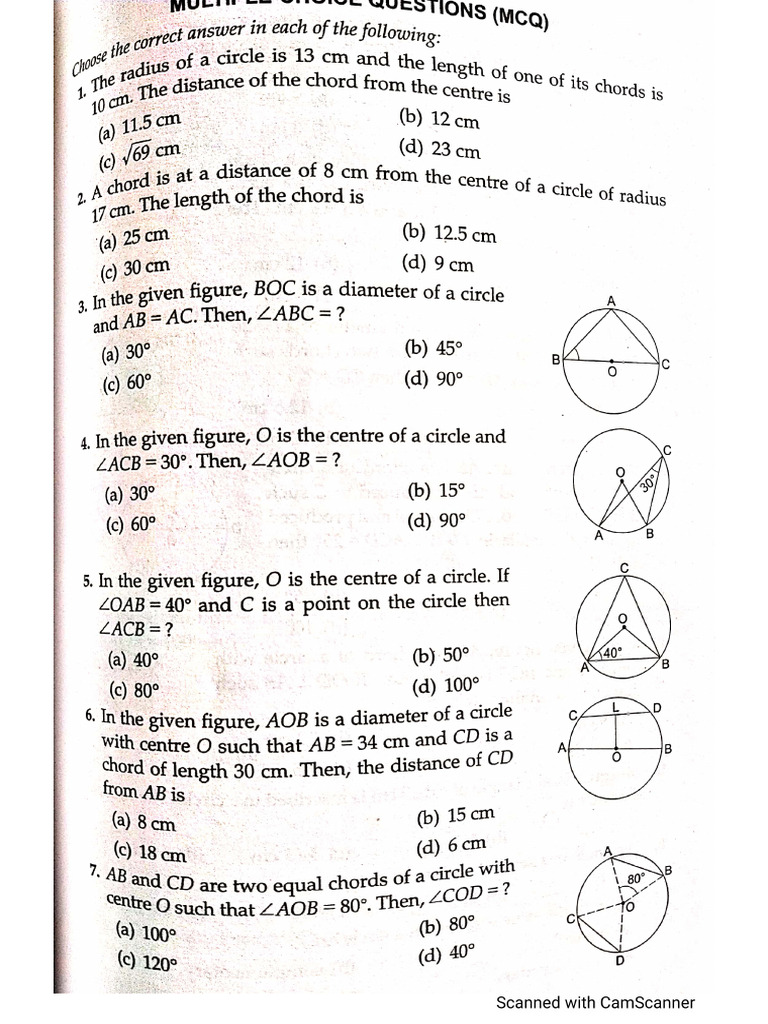 10 Circles MCQ | PDF