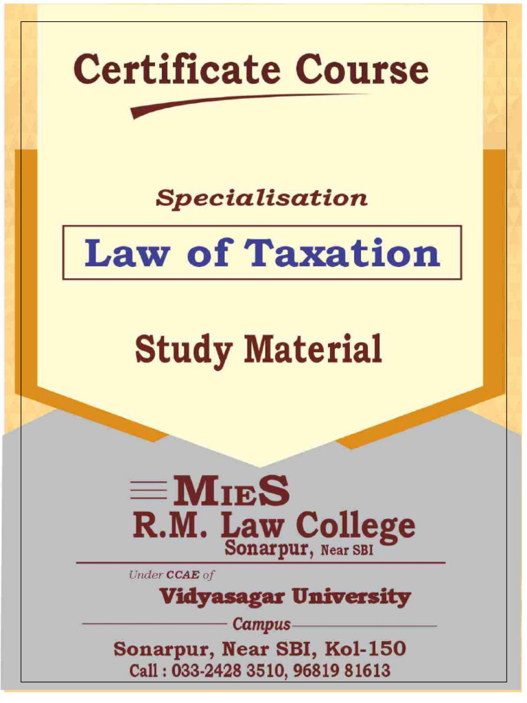 Study Material - Certificate Course On Law of Taxation 03.12.2025 | PDF ...