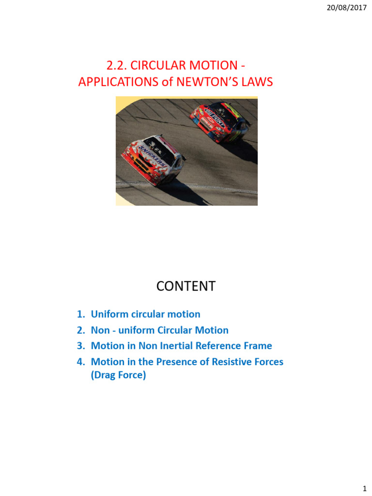 Lecture 2.2 CircularMotion Applications | PDF | Force | Motion (Physics)