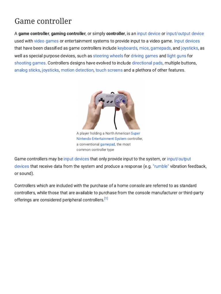 Game Controller - Wikipedia-merged (1) | PDF | Video Game Hardware ...