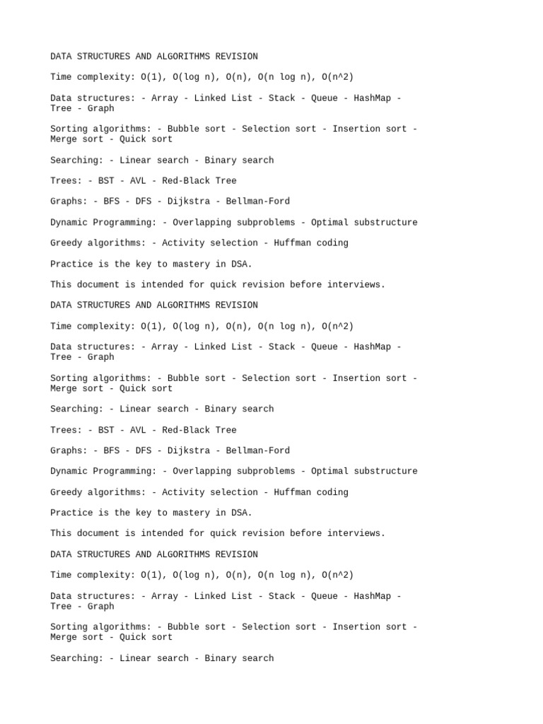 DSA_Revision_Notes | PDF | Time Complexity | Dynamic Programming