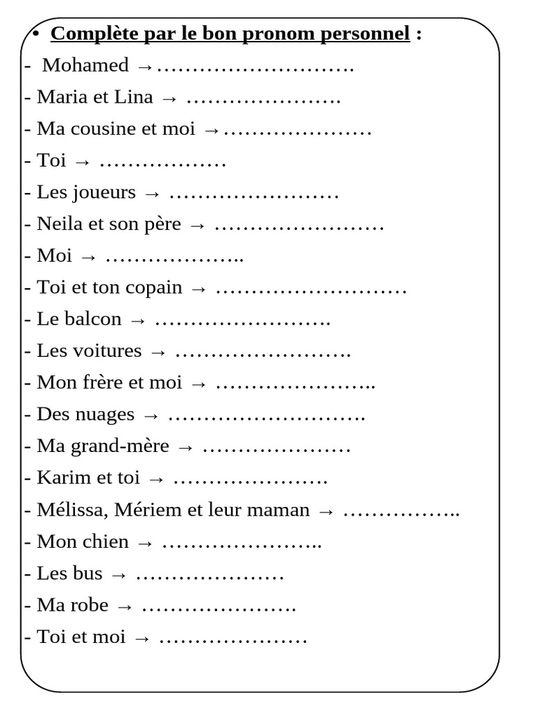 Pronom personnel : exercices pratiques | PDF