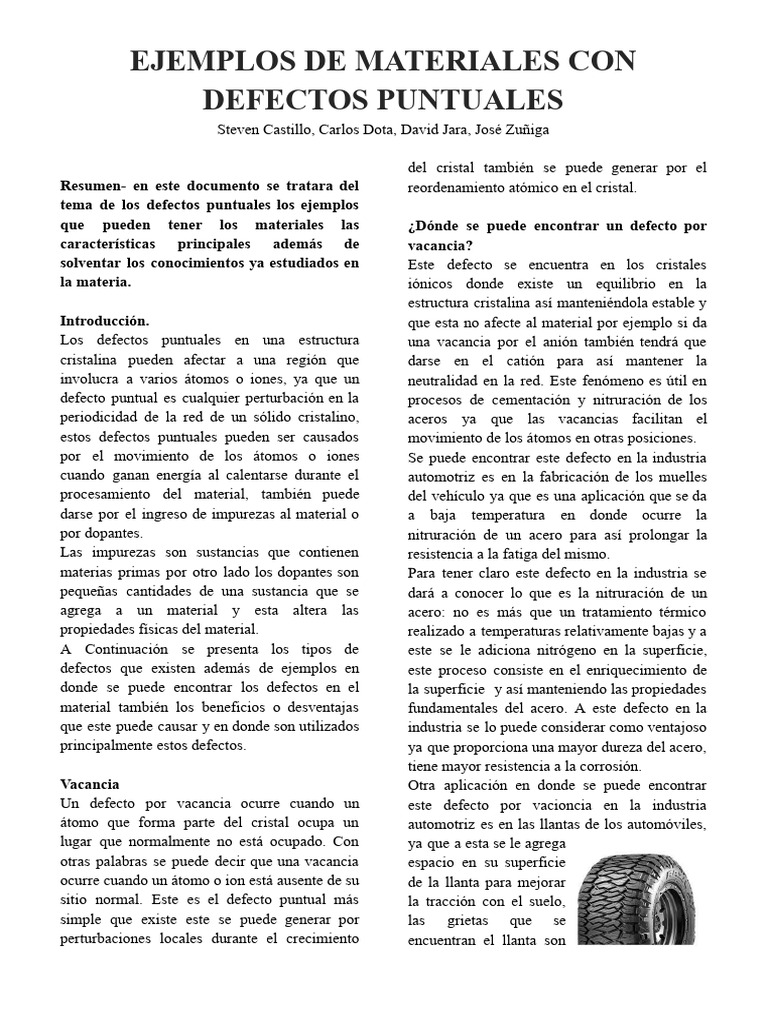 Ejemplos de Materiales Con Defectos Puntuales | PDF | Aleación | Estaño